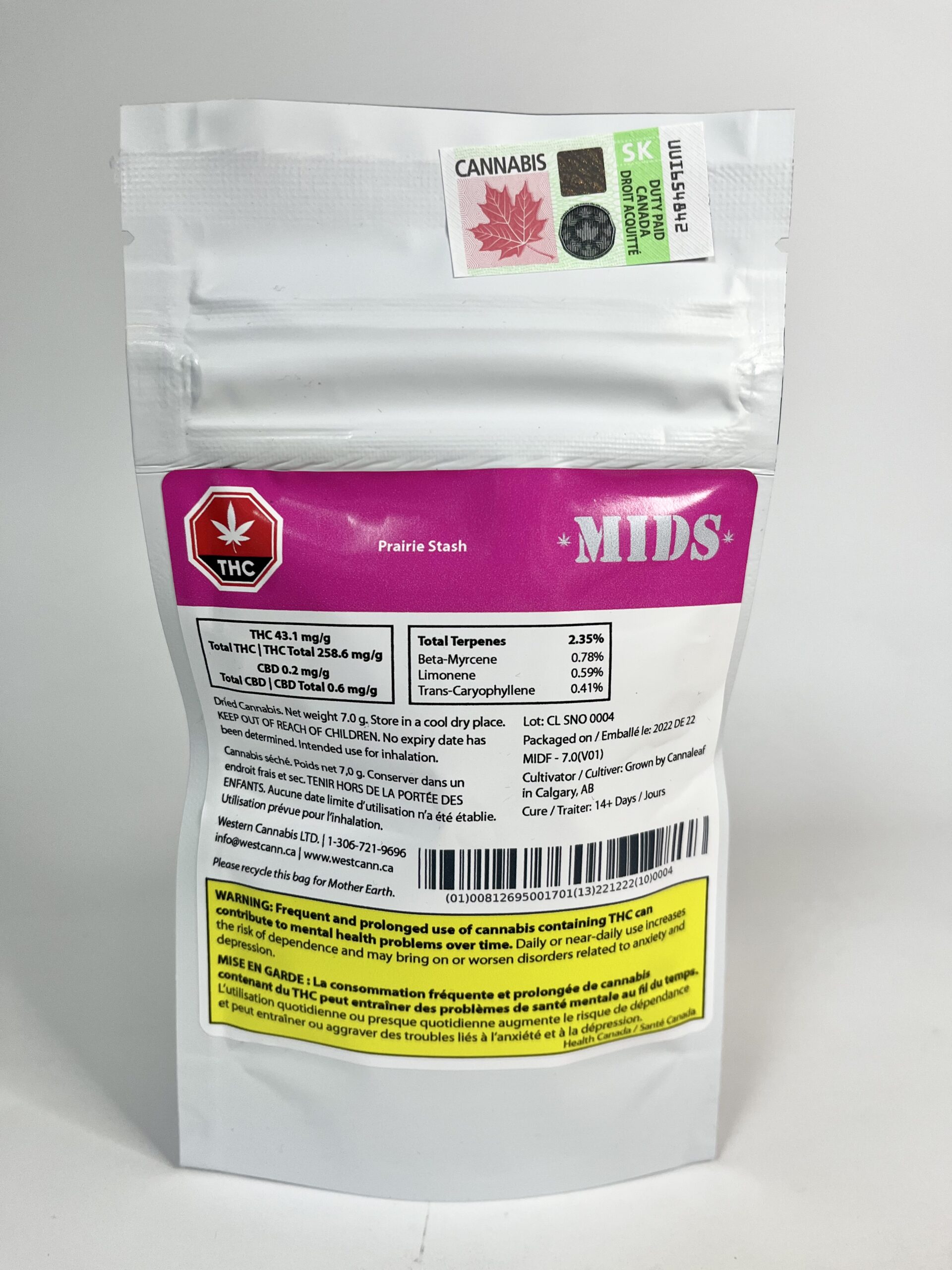MIDS – PRAIRIE STASH 7G FLOWER – Up In Sky Cannabis & Tobacconist