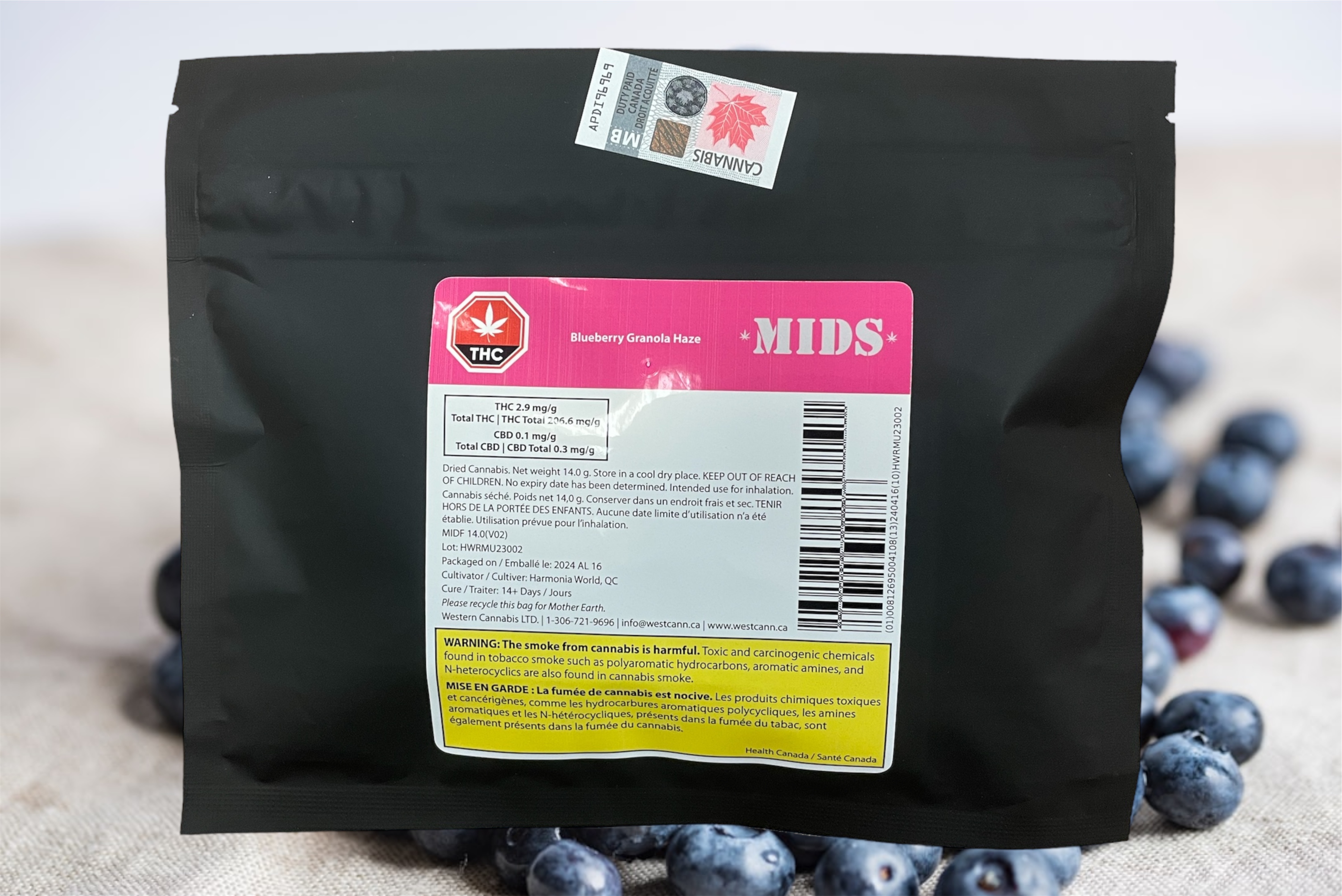 Mids – Blueberry Granola Haze 14G – Up In Sky Cannabis & Tobacconist